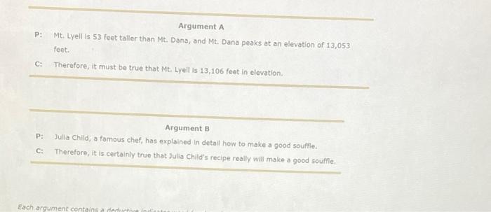Solved Each argument contains a deductive indicator word | Chegg.com