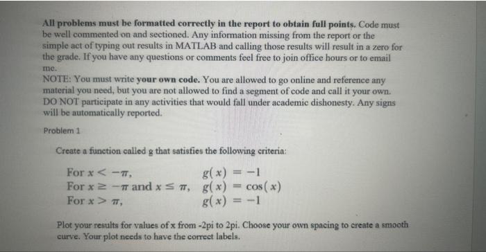 Solved All problems must be formatted correctly in the | Chegg.com