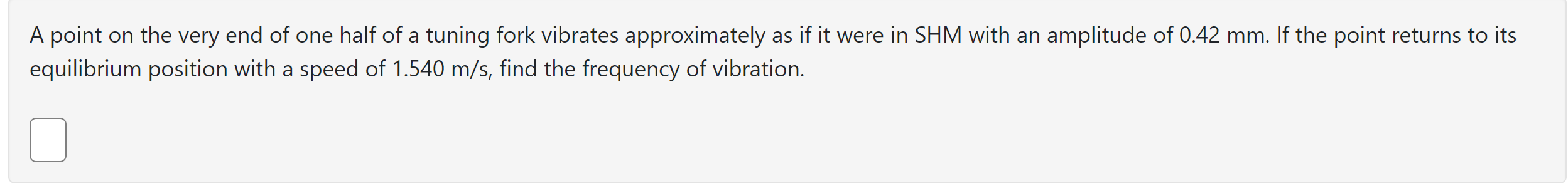 Solved A point on the very end of one half of a tuning fork | Chegg.com