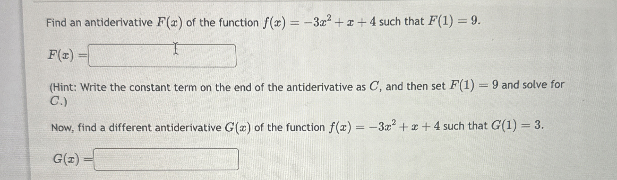 Solved Find an antiderivative F(x) ﻿of the function | Chegg.com