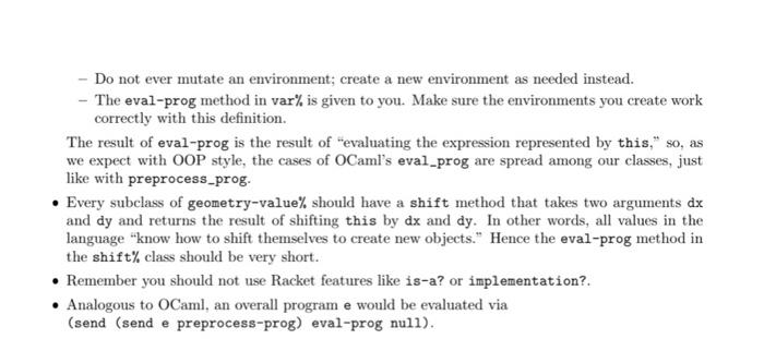 Solved - Do not ever mutate an environment; create a new | Chegg.com