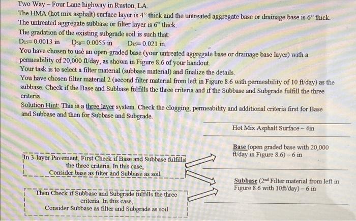 Two Way - Four Lane highway in Ruston, LA. The HMA | Chegg.com