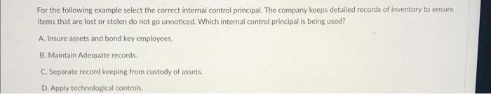 Solved For the following example select the correct internal | Chegg.com