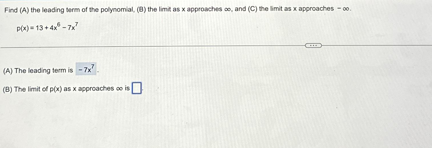 Solved Find (A) ﻿the leading term of the polynomial, (B) | Chegg.com