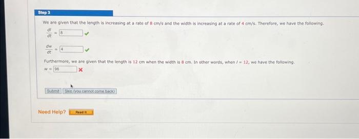 Solved We are given that the length is increasing at a rate | Chegg.com