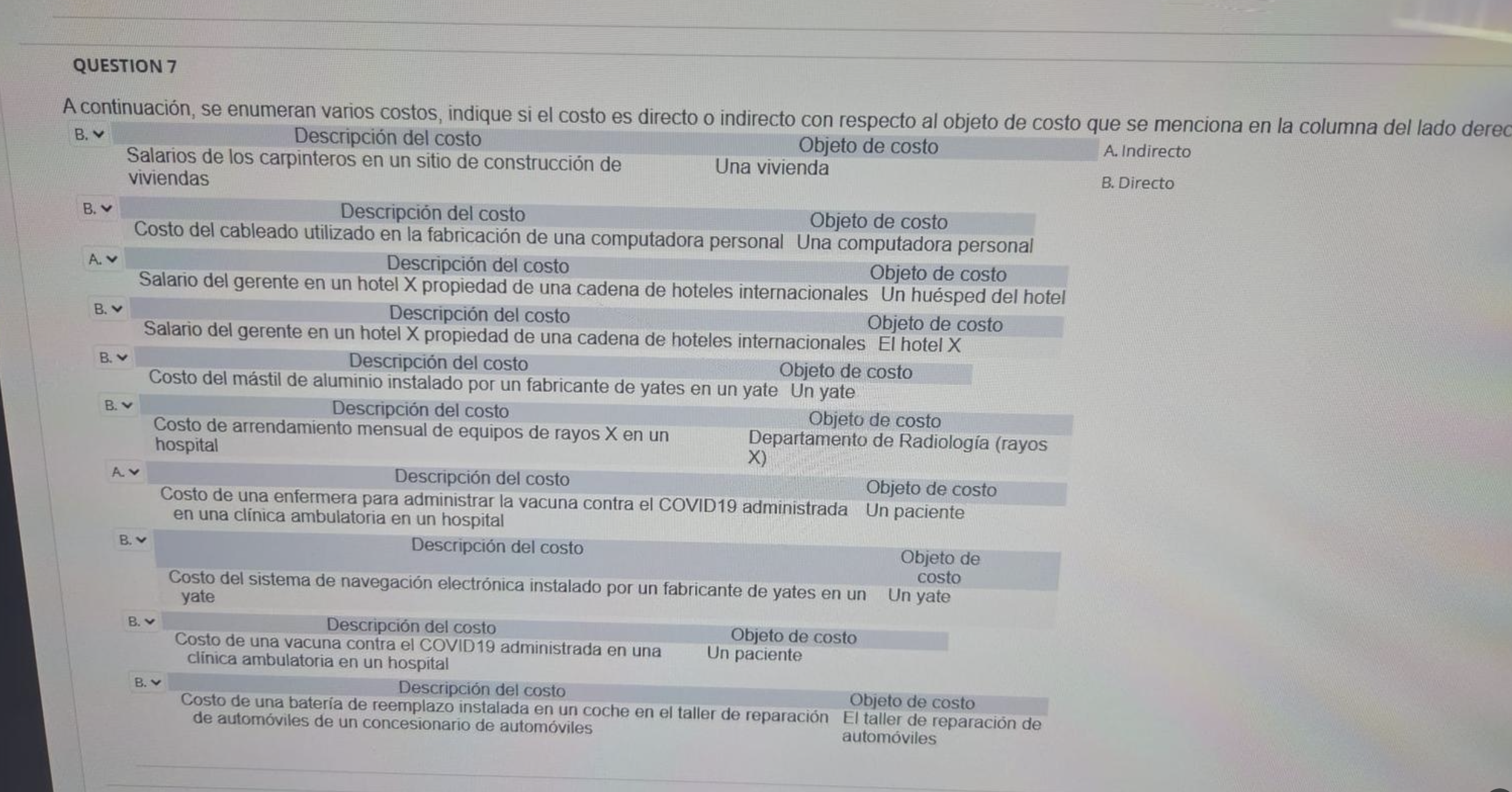 Solved QUESTION 7 ﻿A continuación, ﻿se enumeran varios | Chegg.com
