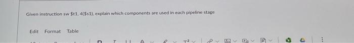Solved Given instruction sw \$t1, 4(\$51), explain which | Chegg.com