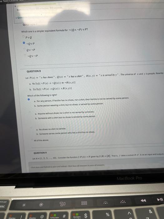 Solved Which one is a simpler equivalent formula for | Chegg.com