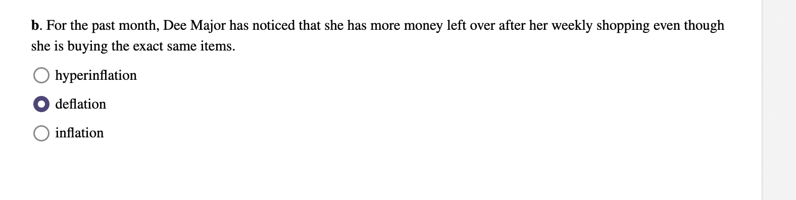 Solved b. ﻿For the past month, Dee Major has noticed that | Chegg.com