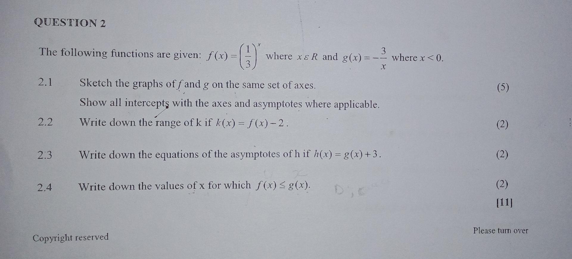 The following functions are given: f(x)=(31)x where | Chegg.com
