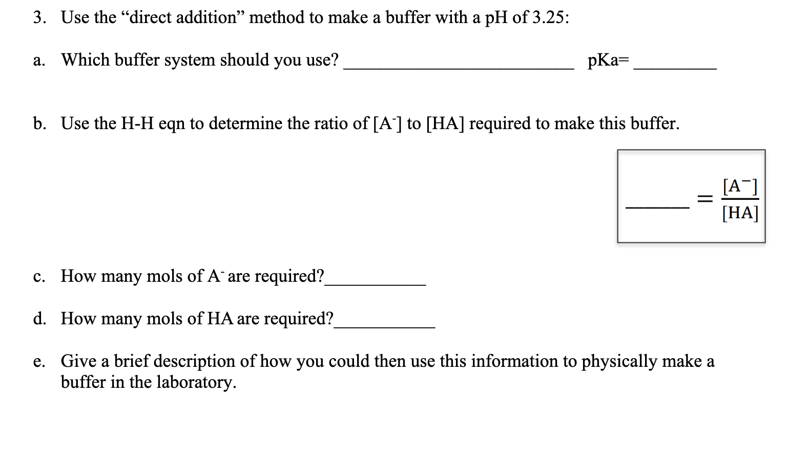 Solved Use the "direct addition" method to make a buffer | Chegg.com
