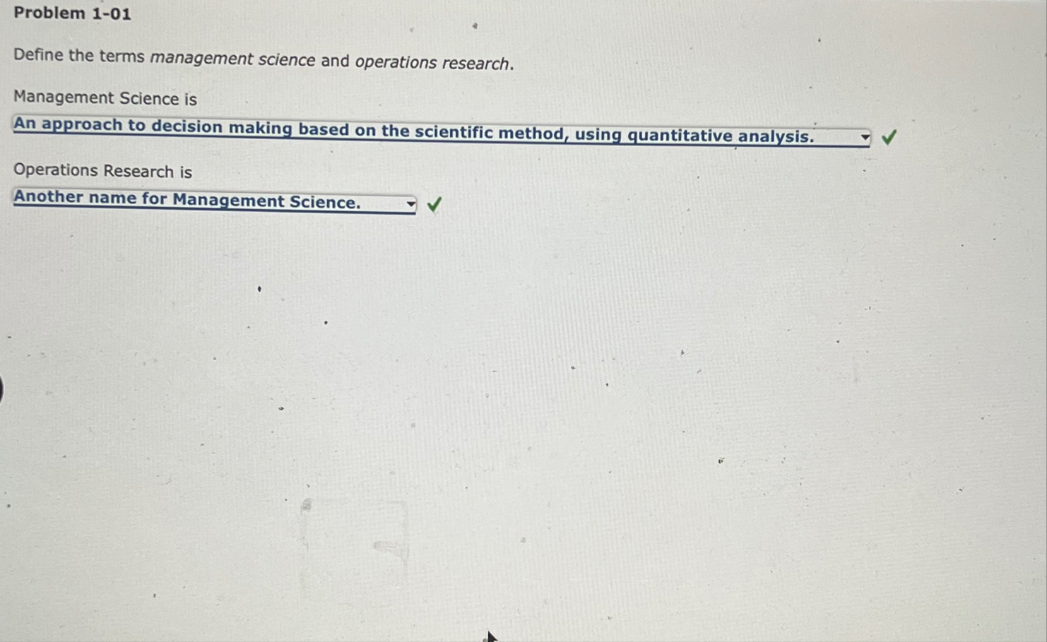 Solved Problem 1-01Define the terms management science and | Chegg.com