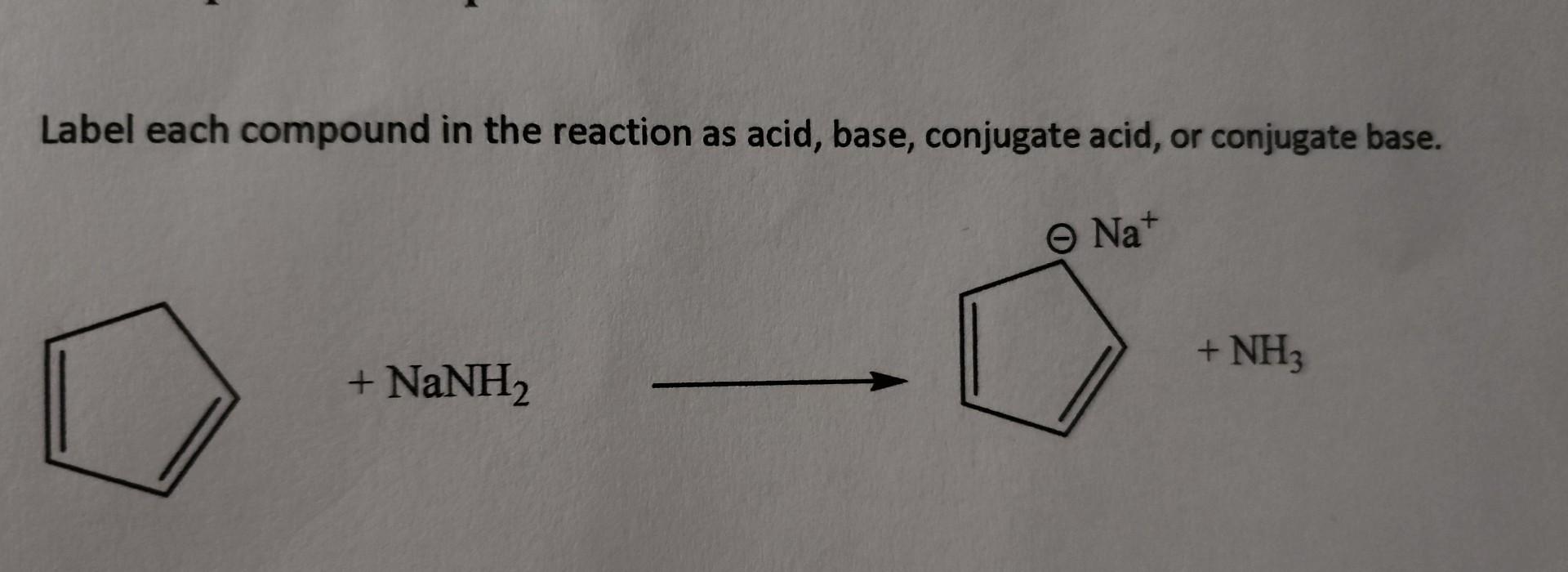 Solved Label each compound in the reaction as acid, base, | Chegg.com