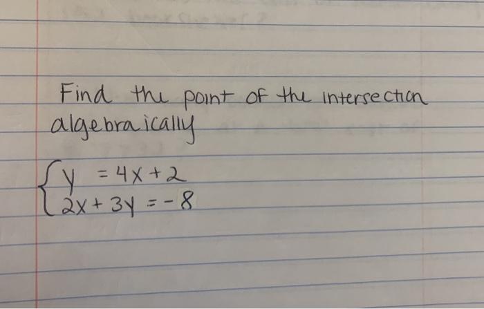 Solved Find the point of the intersection algebraically y = | Chegg.com