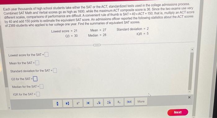 Solved Each year thousands of high school students take | Chegg.com