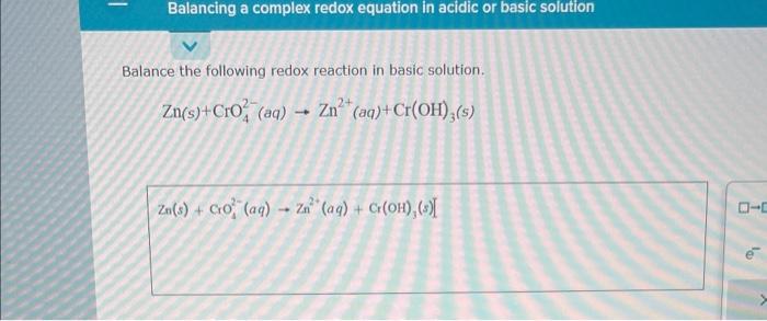 Solved Balance the following redox reaction in basic | Chegg.com