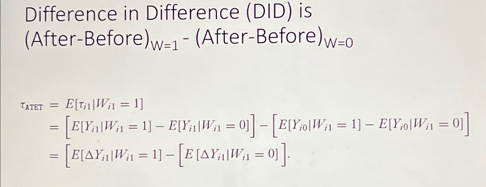 Solved Difference in Difference (DID) ﻿is( ﻿After-Before | Chegg.com
