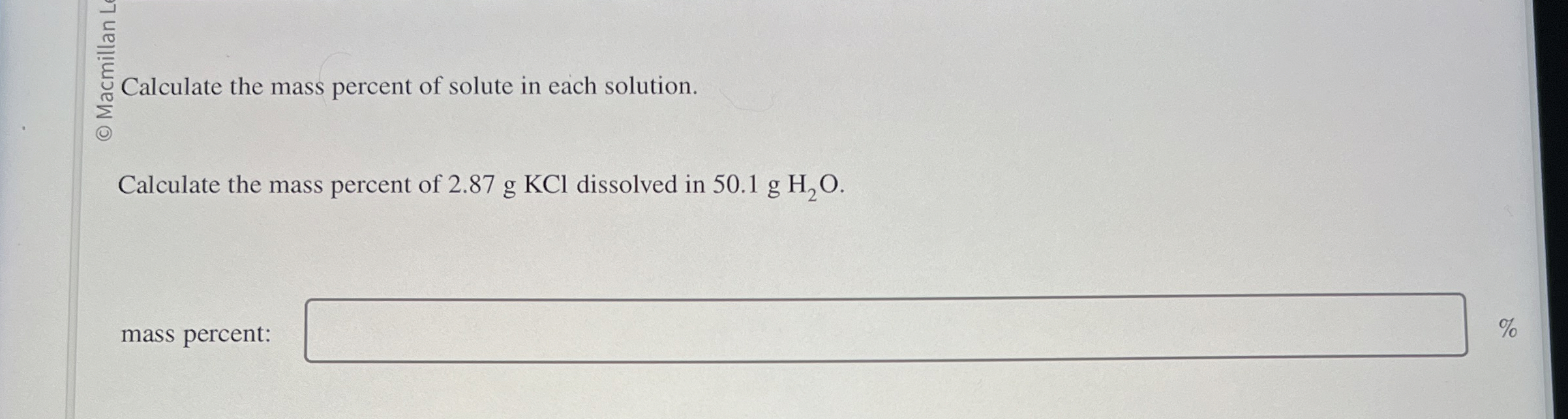 Solved Calculate the mass percent of solute in each | Chegg.com