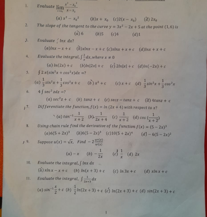 Solved 1. Evaluate limx→x0x−x0x2−x02 (a) x2−x02 (b) | Chegg.com