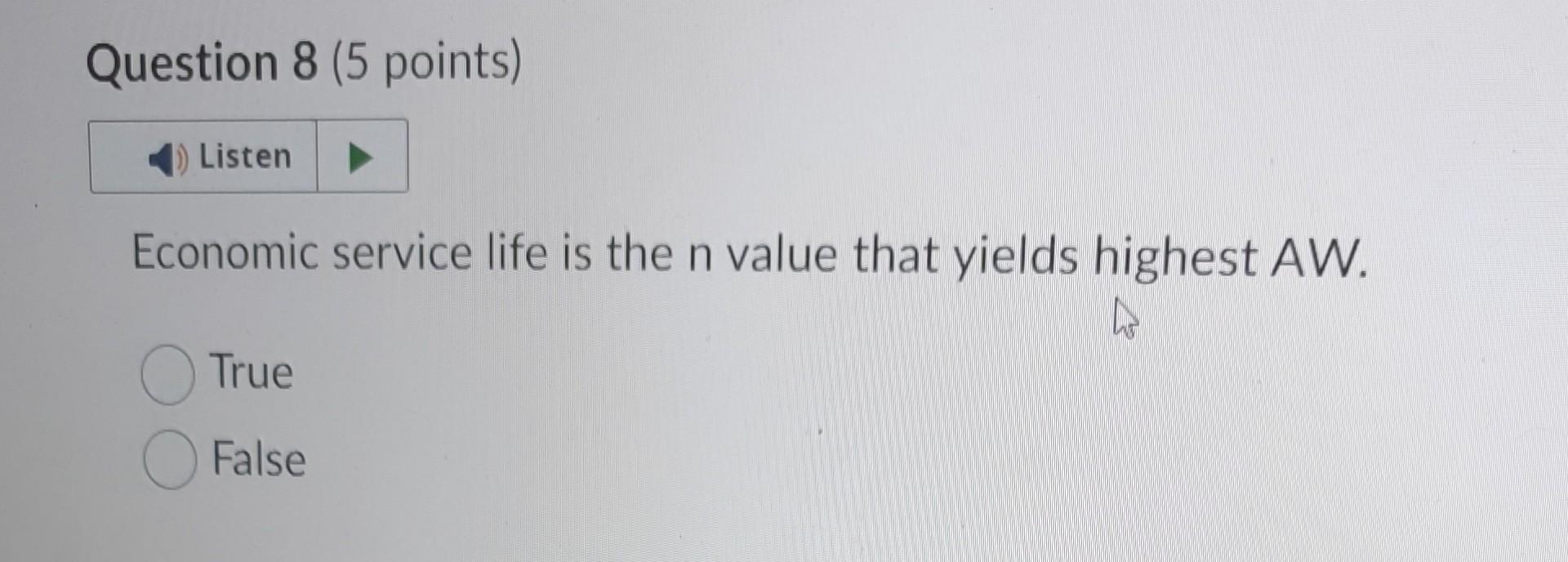 Solved Economic service life is the n value that yields | Chegg.com