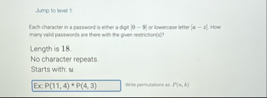 Solved Jump to level 1Each character in a password is either | Chegg.com