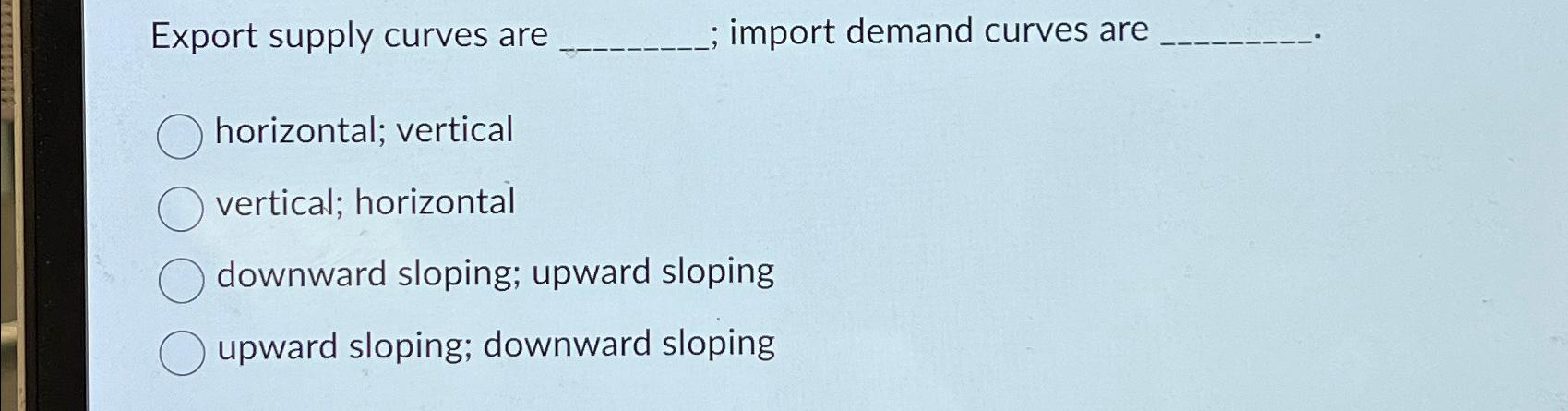 Solved Export supply curves are import demand curves | Chegg.com