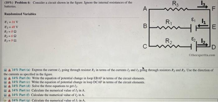 Solved (10%) Problem 6: Consider a circuit shown in the | Chegg.com