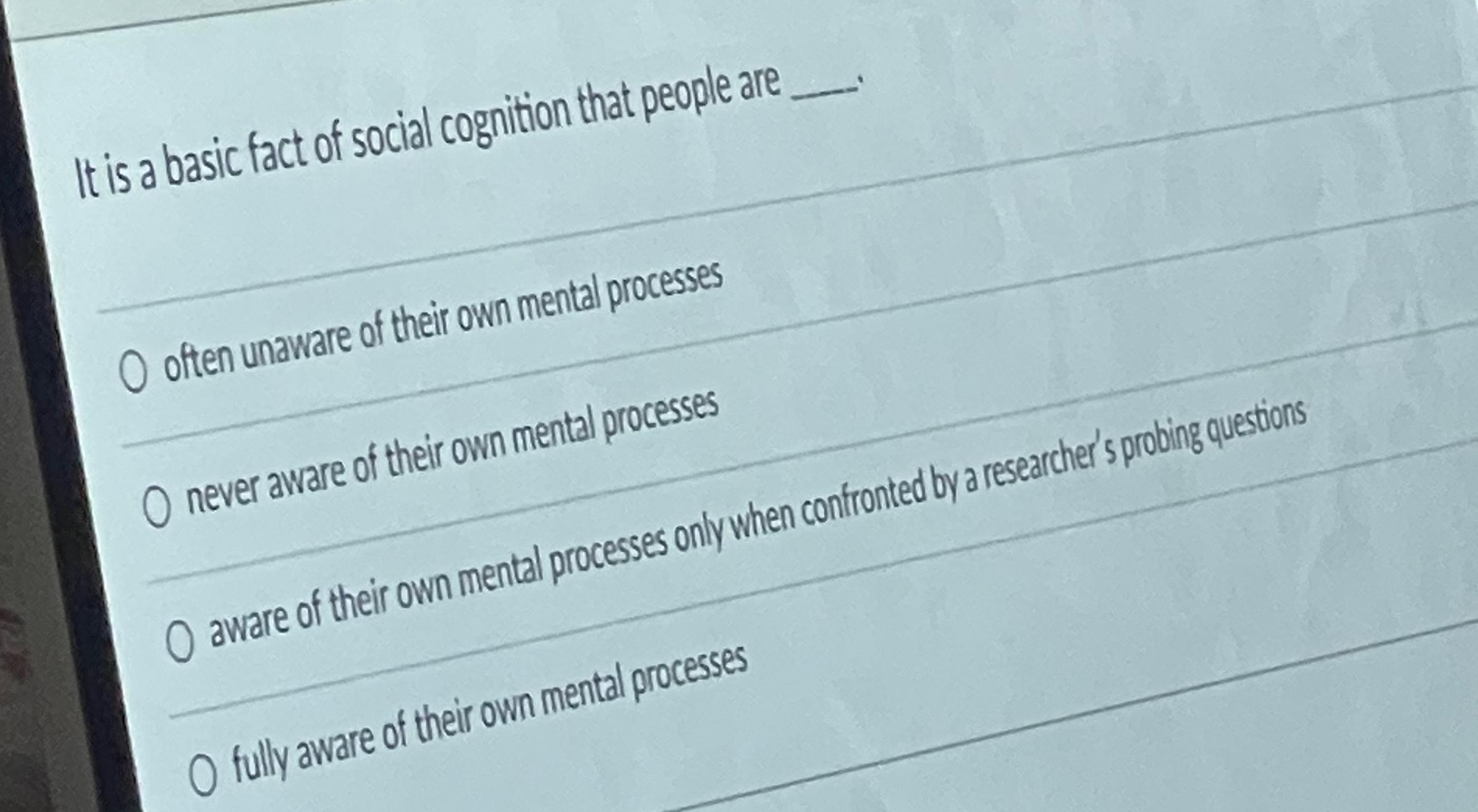 Solved It is a basic fact of social cognition that people | Chegg.com