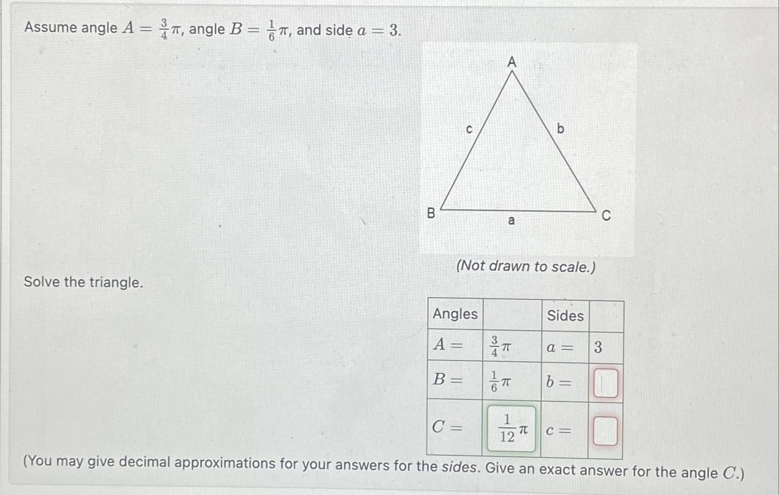 Solved Assume angle A=(3)/(4)\\\\pi , angle B=(1)/(6)\\\\pi | Chegg.com