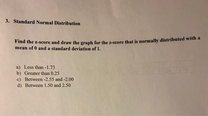 Solved 3. Standard Normal Distribution Find the Z-score and | Chegg.com