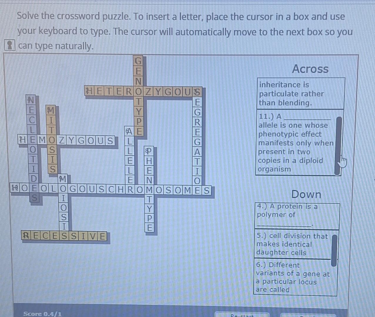 Solved Solve the crossword puzzle. To insert a letter, place | Chegg.com