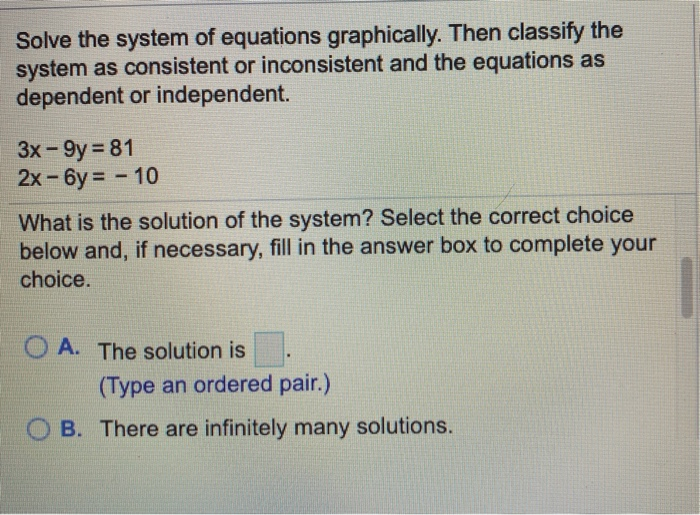 Solved Solve the system of equations graphically. Then | Chegg.com
