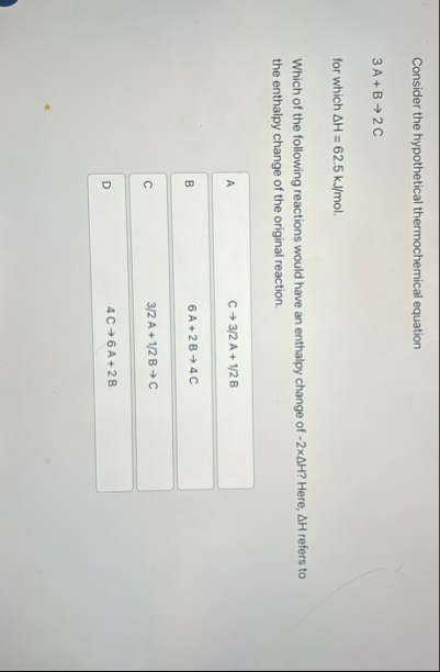 Solved Consider the hypothetical thermochemical | Chegg.com