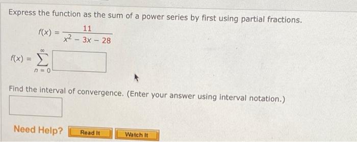 Solved Express the function as the sum of a power series by | Chegg.com