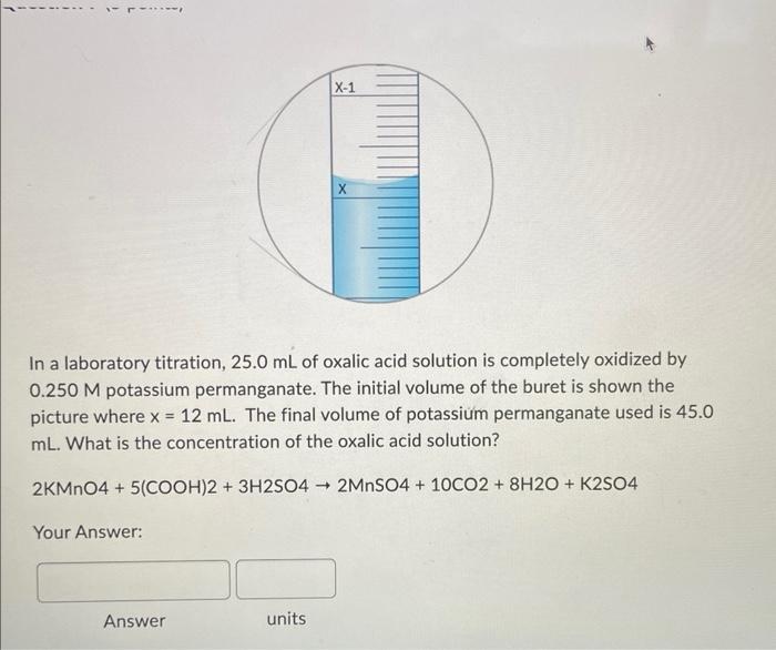 Solved In a laboratory titration, 25.0 mL of oxalic acid | Chegg.com