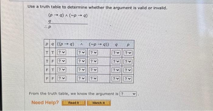 Solved Use a truth table to determine whether the argument | Chegg.com