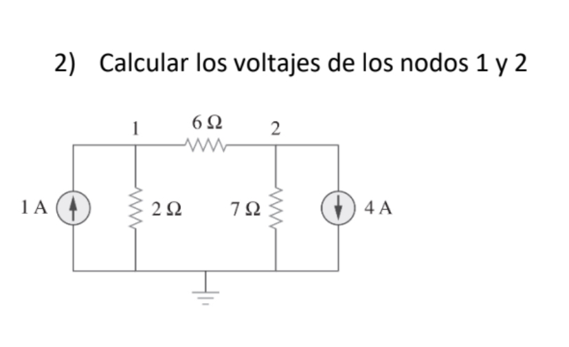 Solved Calcular los voltajes de los nodos 1 ﻿y 2, ﻿por el | Chegg.com