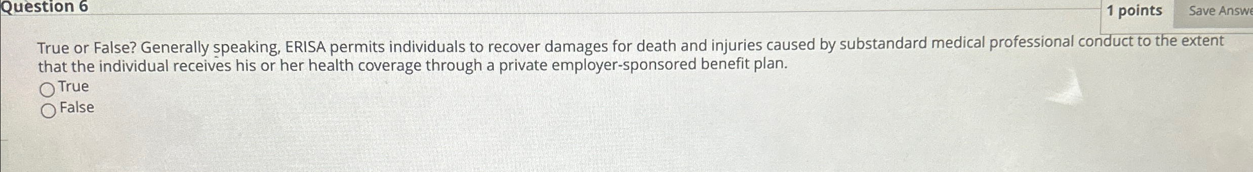 Solved Question 61 ﻿pointsSave AnsweTrue or False? Generally | Chegg.com