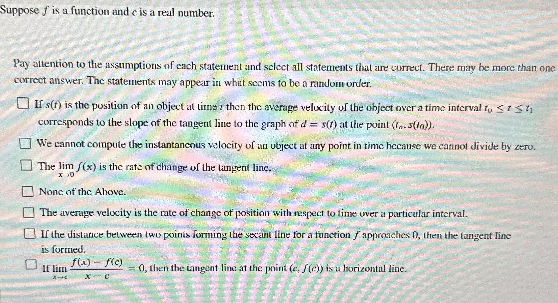 Solved Suppose f ﻿is a function and c ﻿is a real number.Pay | Chegg.com