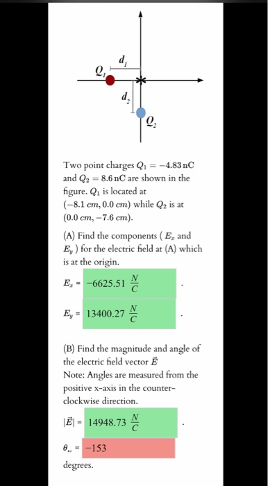Solved d. Two point charges Q1 = -4.83 nC and Q2 = 8.6 nC | Chegg.com