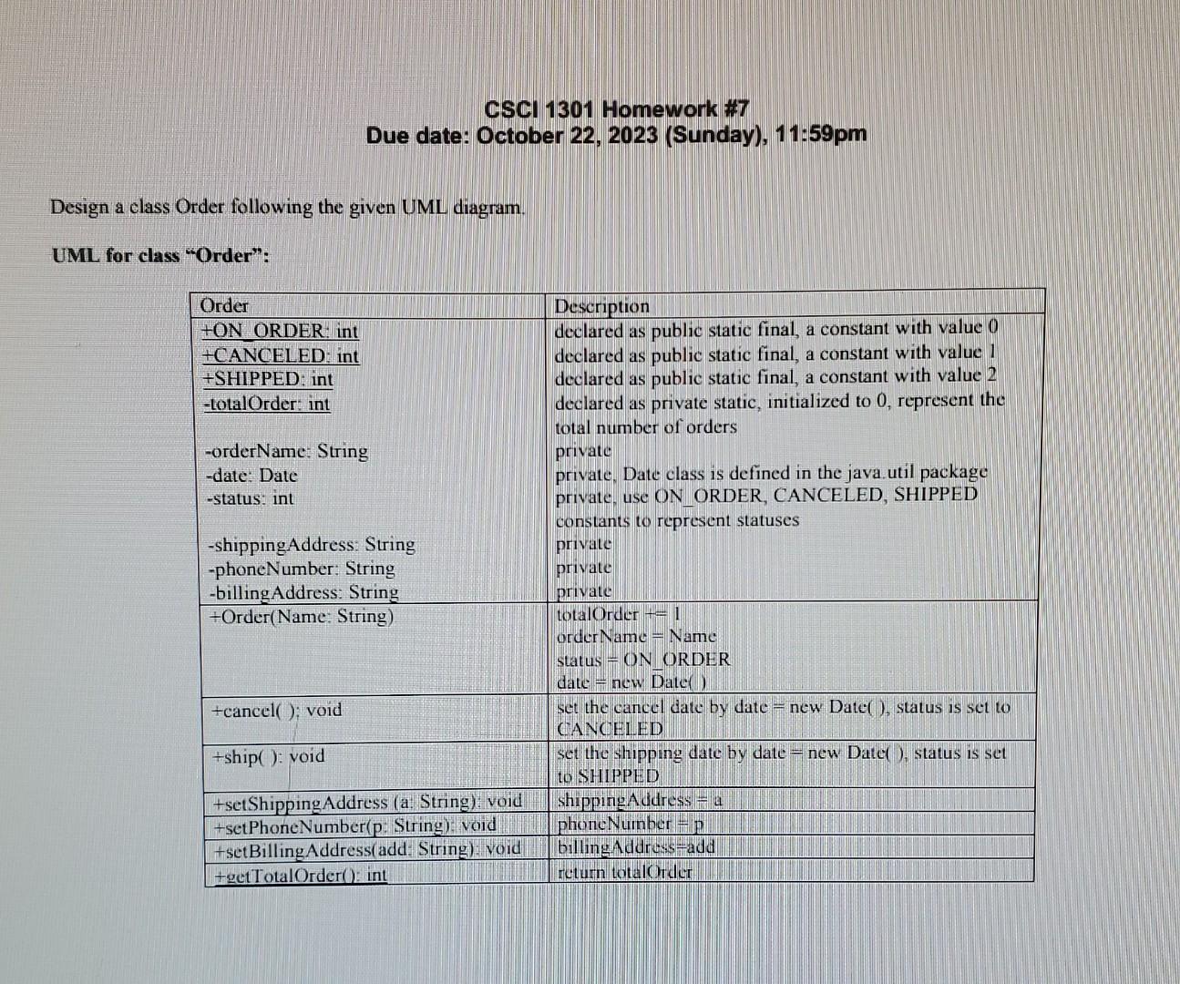 Solved CSCl 1301 Homework \#7 Due date: October 22, 2023 | Chegg.com