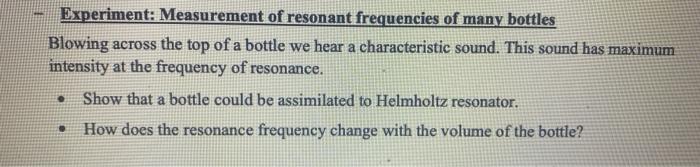 Solved Experiment: Measurement of resonant frequencies of | Chegg.com
