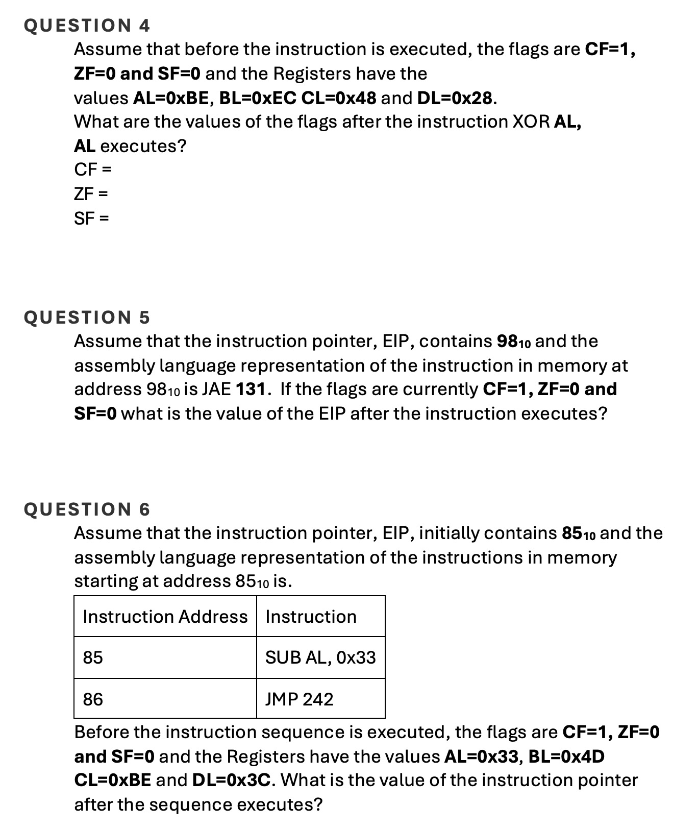 Solved QUESTION 4Assume that before the instruction is | Chegg.com