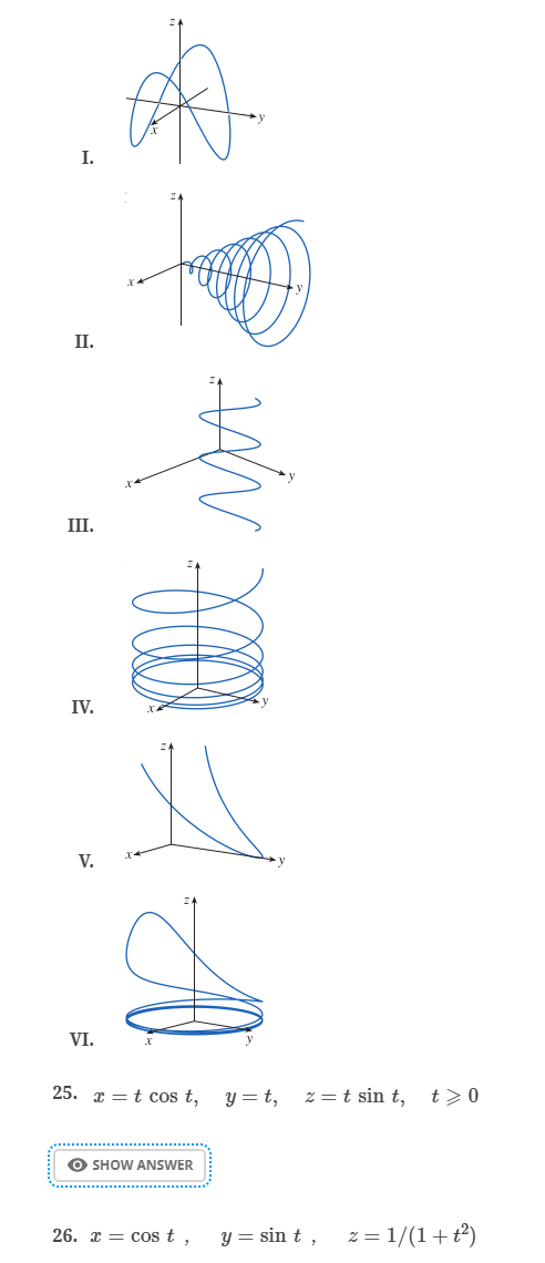 Solved Match the parametric equations with the graphs | Chegg.com