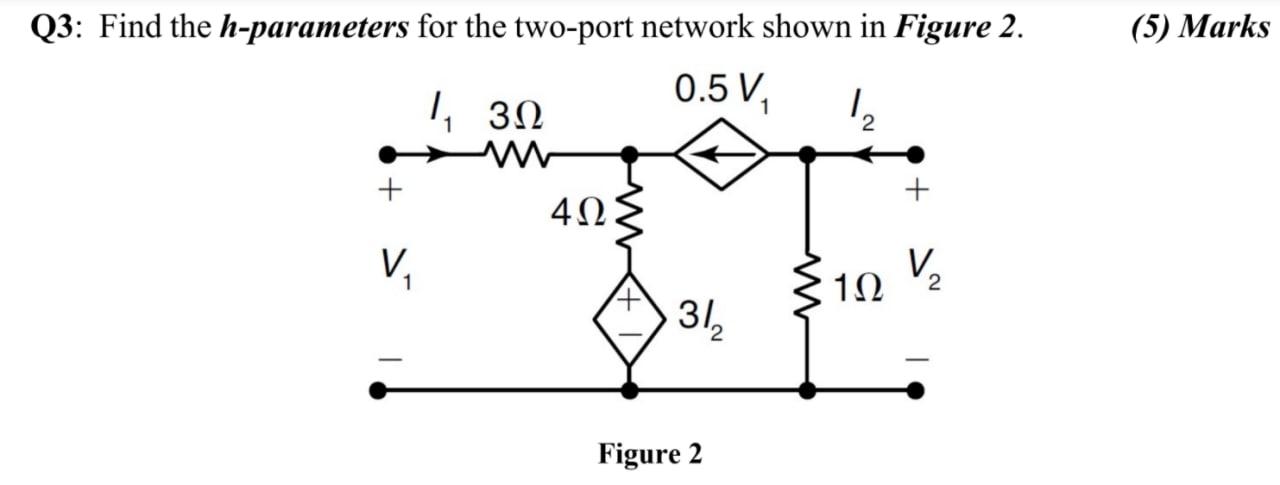 Solved Q3: Find the h-parameters for the two-port network | Chegg.com