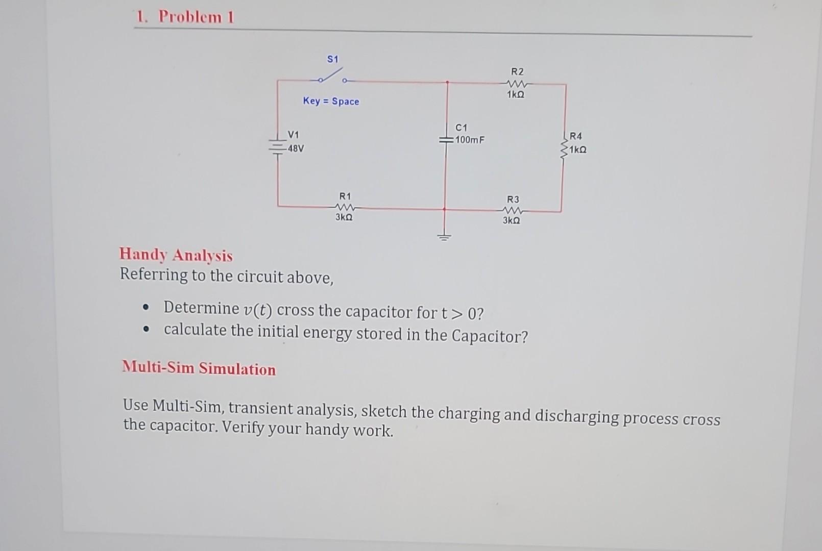 Solved Handy Analysis Referring to the circuit above, - | Chegg.com