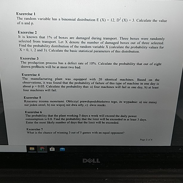 Solved Excercise 1 The random variable has a binomial | Chegg.com