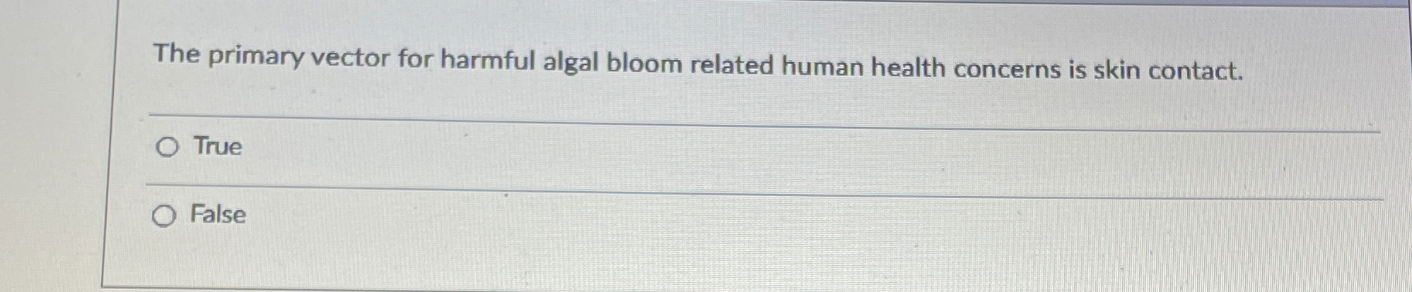 Solved The primary vector for harmful algal bloom related | Chegg.com
