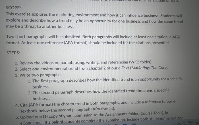 Solved SCOPE: This exercise explores the marketing | Chegg.com