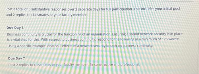 Solved Post a total of 3 substantive responses over 2 | Chegg.com